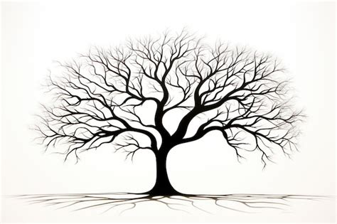 Tree Shadow Tree Drawing Sketch Premium AI Generated Image
