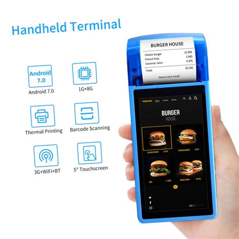 Handheld Pos Receipt Printer Android 7 0 Pda Terminal 1d 2d Qr Barcode Scanner 3g Wi Fi Bt