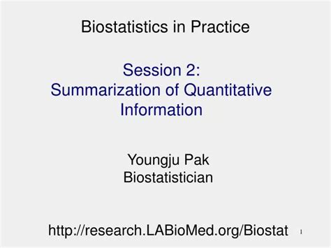 PPT Quantitative Summarization In Biostatistics Practice PowerPoint Presentation ID