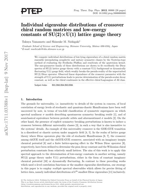 Pdf Individual Eigenvalue Distributions Of Crossover Chiral Random