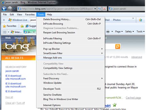 accelerators in internet explorer 8