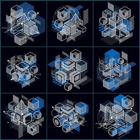 Premium Vector Isometric Abstract Backgrounds With Linear Dimensional Shapes Vector 3d Mesh