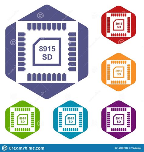 Technology Microchip Icons Vector Hexahedron Stock Vector Illustration Of Computer Microchip