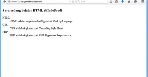 Cara Membuat Description List Dalam Html Tag Dl Dt Dan Dd
