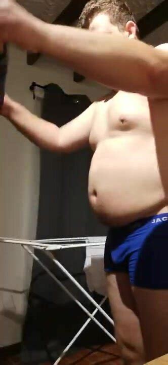 Cute Fat Guy Doing Laundry
