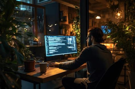 premium photo a man is captured at his desk as he diligently works on