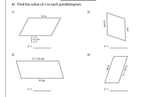 [solved] find the value of x in each parallelogram a find the value