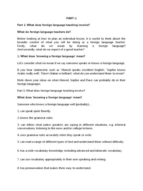 Tefl Academy Unit 1 Part 1 Pdf Language Education Second Language Acquisition