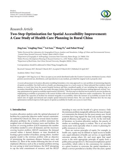 Pdf Two Step Optimization For Spatial Accessibility Improvement A