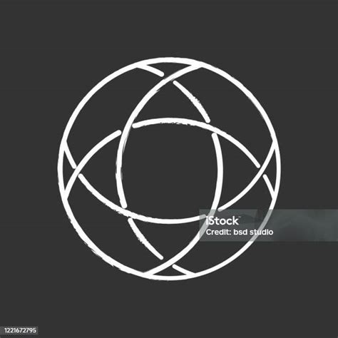 닫힌 다각형 곡선 분필 아이콘입니다 둥근 기하학적 그림 곡선이 교차된 원입니다 장식 요소입니다 간단한 배지 추상 모양입니다