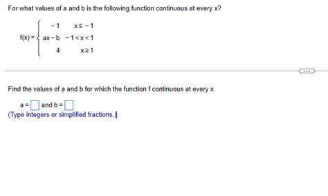 Solved For What Values Of A And B Is The Following Function Chegg
