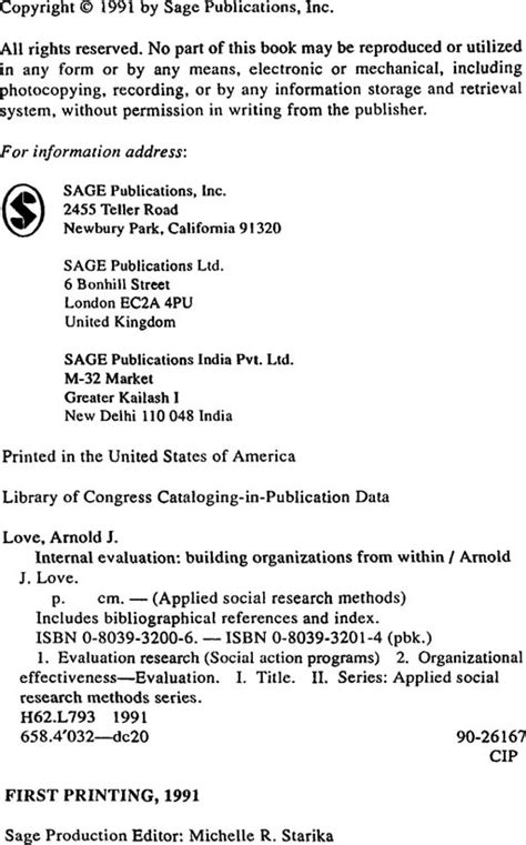Sage Research Methods Internal Evaluation