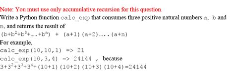 Solved Note You Must Use Only Accumulative Recursion For Chegg