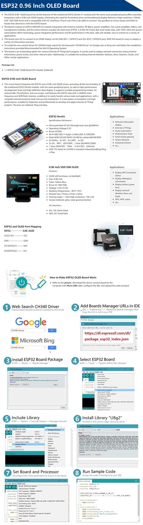Generic Ideaspark Esp32 Development Board With 0 96 Inch Oled Display Ch340 Wifi Ble Wireless