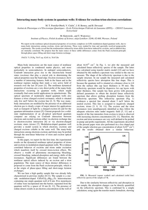 Pdf Interacting Many Body Systems In Quantum Wells Evidence For Exciton Trion Electron