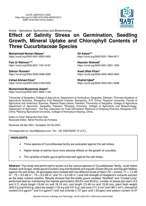 Pdf Effect Of Salinity Stress On Germination Seedling Growth