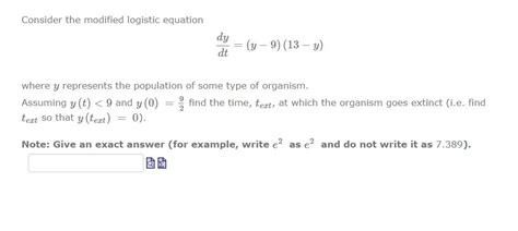 Solved Consider The Modified Logistic Equation Dy Y 9