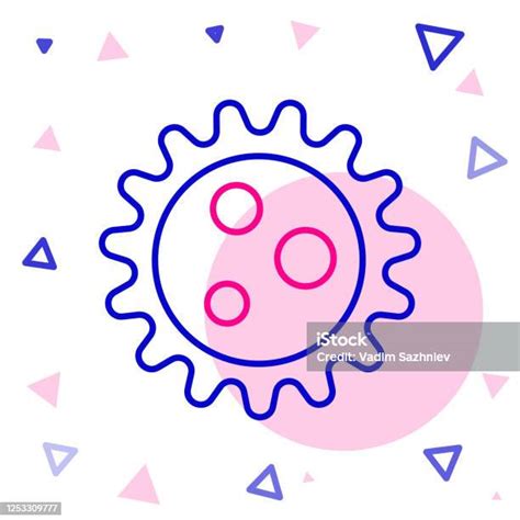 흰색 배경에서 격리된 라인 바이러스 아이콘입니다 코로나 바이러스 2019ncov 박테리아와 세균 세포암 미생물 곰팡이 다채로운