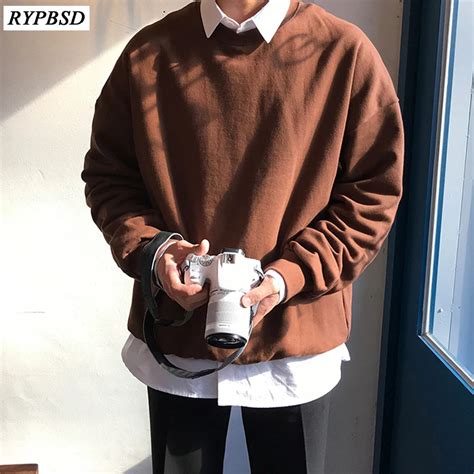 Solid Color Loose Korean Fashion Men Oversized Hoodies Casual Long