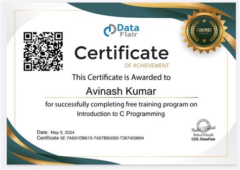 Finished C Programming Course With Dataflair Avinash Kumar Posted On