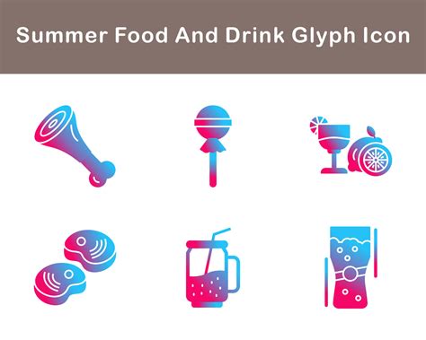 Summer Food And Drink Vector Icon Set 20647868 Vector Art At Vecteezy
