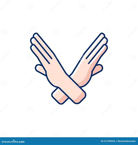Crossed Arms Stop Gesture Rgb Color Icon Stock Vector Illustration Of