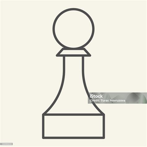 체스 폰 얇은 선 아이콘입니다 체스 조각 베이지 색 배경에 스타일 픽토그램 개요 모바일 개념 및 웹 디자인을위한 전략적 보드 게임 벡터 그래픽 가냘픈에 대한 스톡 벡터 아트