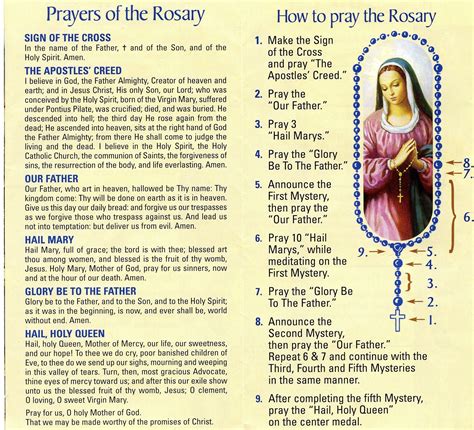 Printable Rosary Prayer Religious Rosary Instructions How To Pray