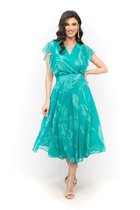 ΦΟΡΕΜΑ Plus Size ΜΙΝΤΙ ΜΕ ΖΩΝΗ ΚΑΙ ΒΟΛΑΝ ΠΡΑΣΙΝΟ