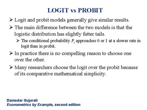 CHAPTER THE LOGIT AND PROBIT MODELS Damodar