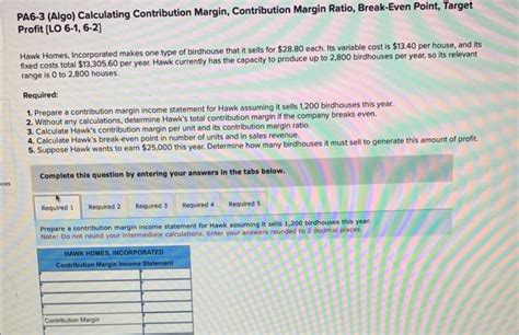 Solved Pa6 3 Algo Calculating Contribution Margin