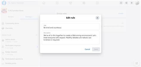 how to add and modify facebook group rules