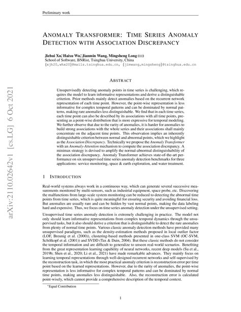 Anomaly Transformer Time Series Anomaly Detection With Association Discrepancy Deepai