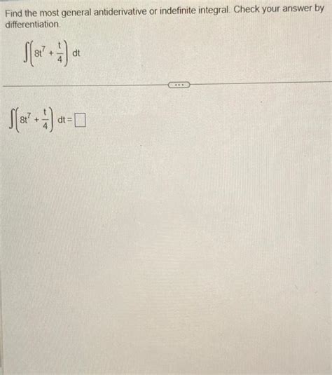 Solved Find The Most General Antiderivative Or Indefinite