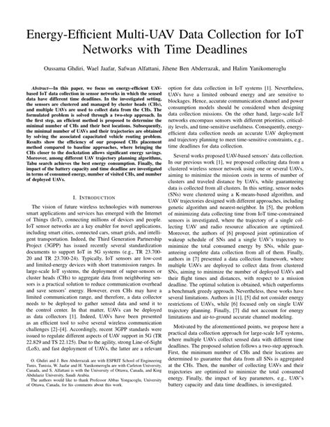 Pdf Energy Efficient Multi Uav Data Collection For Iot Networks With Time Deadlines