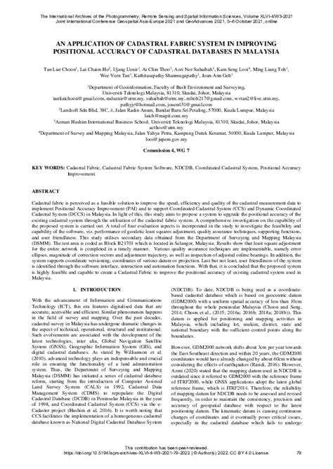 Pdf An Application Of Cadastral Fabric System In Improving Positional