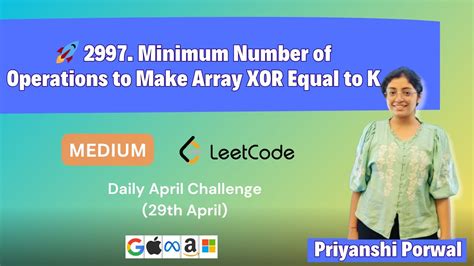 2997 Minimum Number Of Operations To Make Array Xor Equal To K Bit Manipulation C Hindi