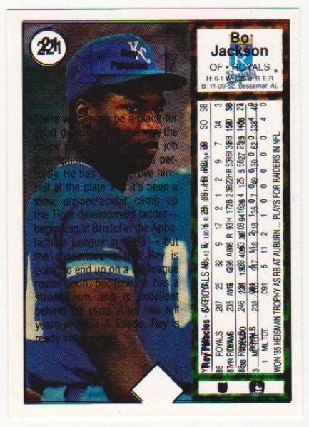 Error 1989 Upper Deck Bo Jackson Double Back Error Property Room