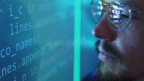 Difficult Task Concentrated Man Employee Programmer Writing Software Code Developing App