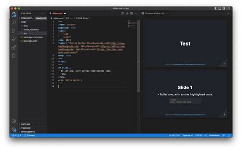 creating presentations in markdown with marp code