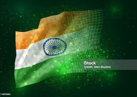 다각형 및 데이터 번호가 있는 녹색 배경의 3d 플래그 3차원 형태에 대한 스톡 벡터 아트 및 기타 이미지 3차원 형태 Brand Name Video Game 가상