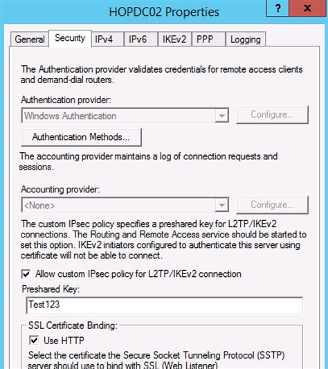 Rras How Can I Configure Ipsec On Windows 2012 R2 To Use Pre Shared