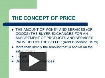 PPT THE CONCEPT OF PRICE PowerPoint Presentation Free To Download Id F ZDc Z