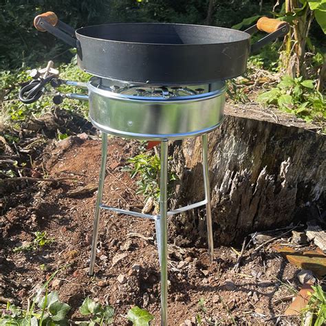 Kit 2 Fogareiros 2 Em 1 C Borda 34cm Tripé 60cm Zincado Papaléguas 110