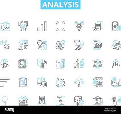 Analysis Linear Icons Set Examination Evaluation Assessment Inspection Scrutiny