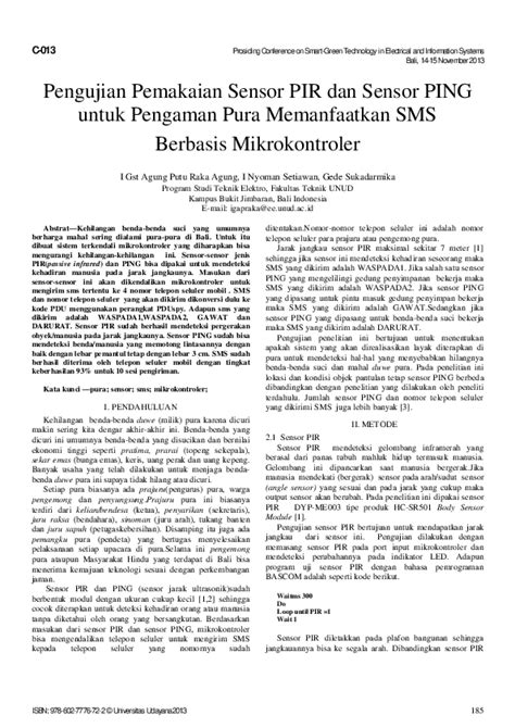 Pdf C 013 Pengujian Pemakaian Sensor Pir Dan Sensor Ping Gede Sukadarmika