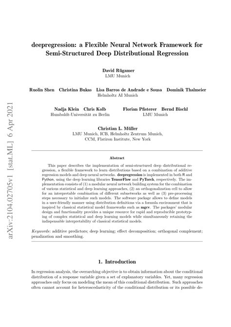 Pdf Deepregression A Flexible Neural Network Framework For Semi Structured Deep