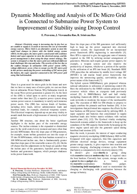 Pdf Dynamic Modelling And Analysis Of Dc Micro Grid Is Connected To Submarine Power System To