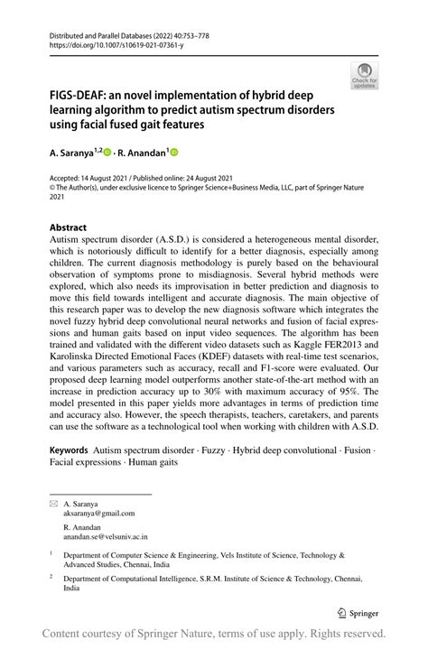Figs Deaf An Novel Implementation Of Hybrid Deep Learning Algorithm To Predict Autism Spectrum