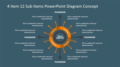 4 Item 12 Sub Item PowerPoint Diagram SlideModel